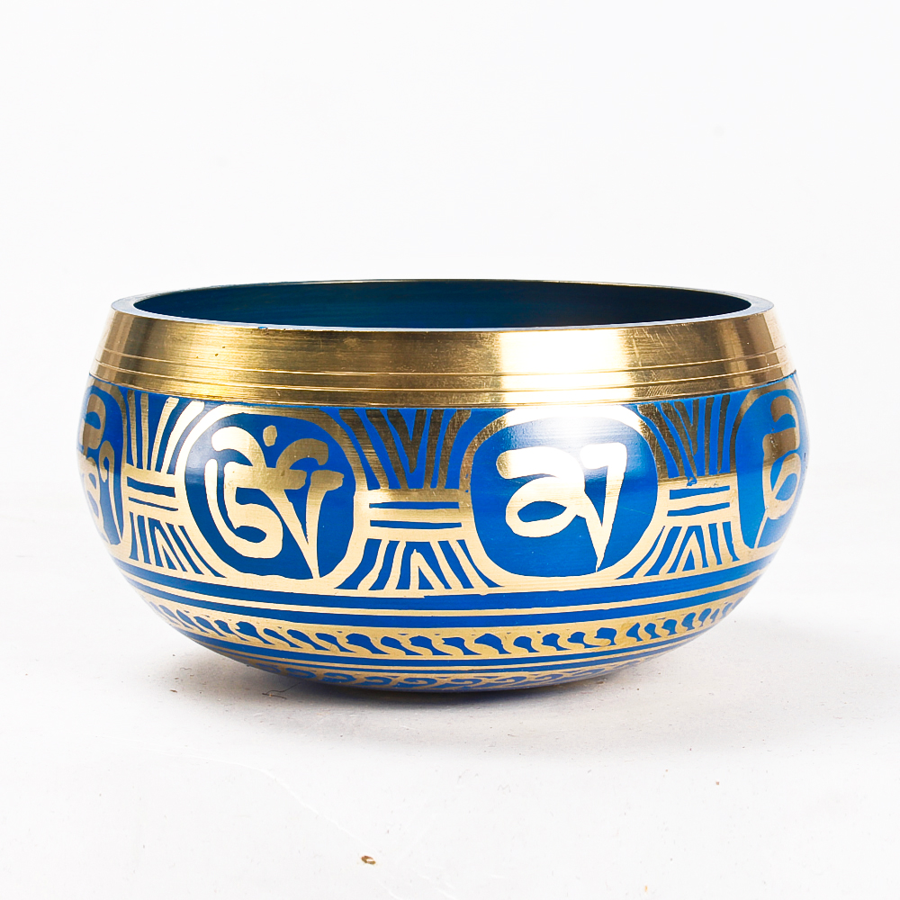 Blue Compassion Mantra Brass Singing Bowl - Handcrafted for Meditation ...