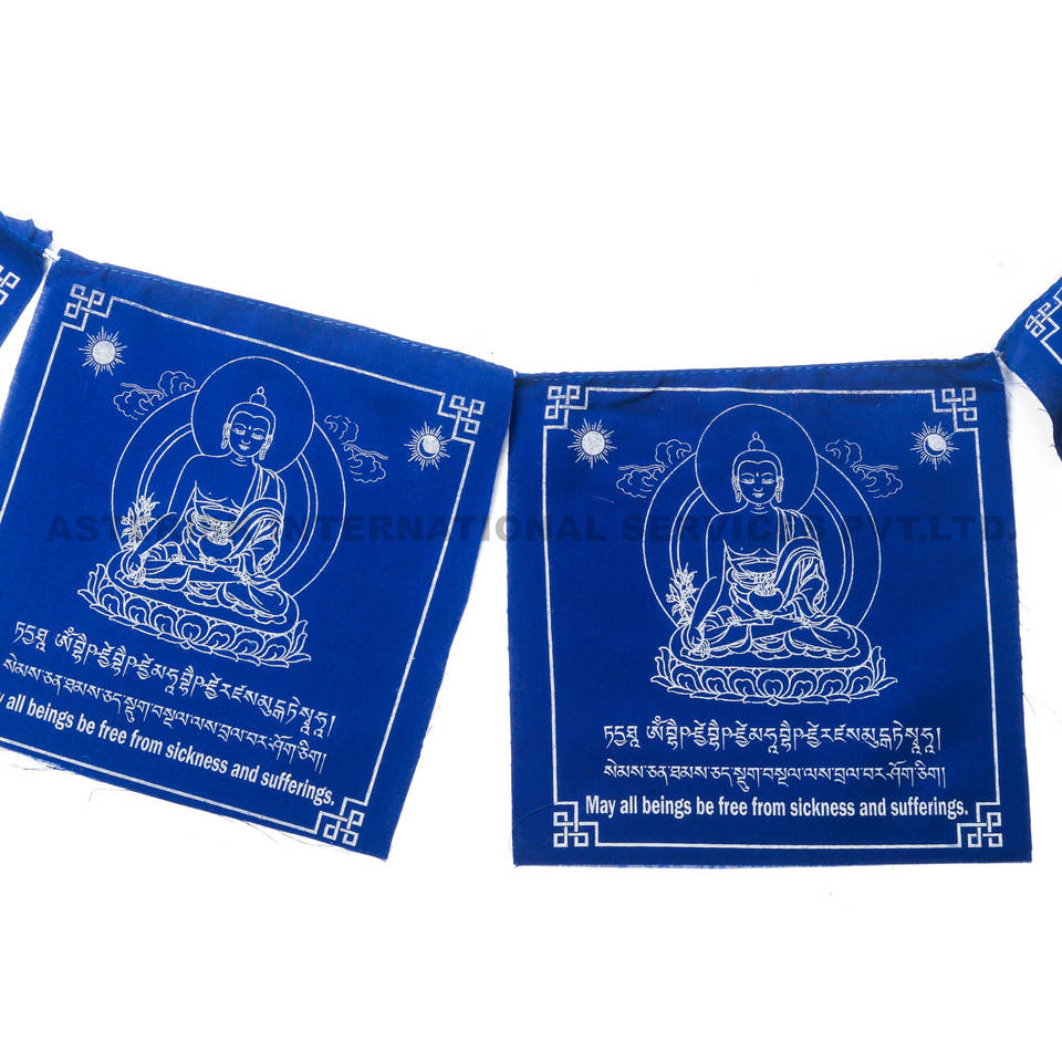 All Blue Tibetan Prayer Flag – Handmade & Spiritual Decor