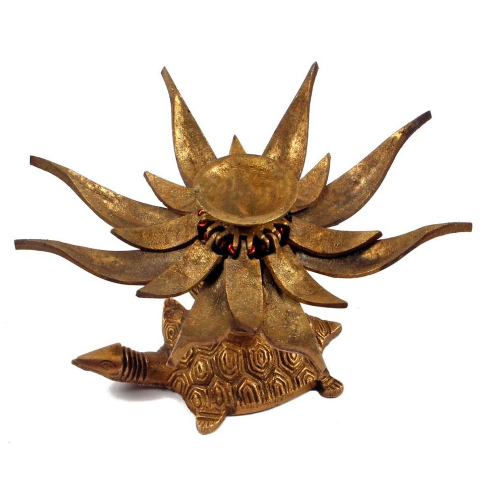 Antique Tortoise Wings Candle Stand - Handmade Metal Décor
